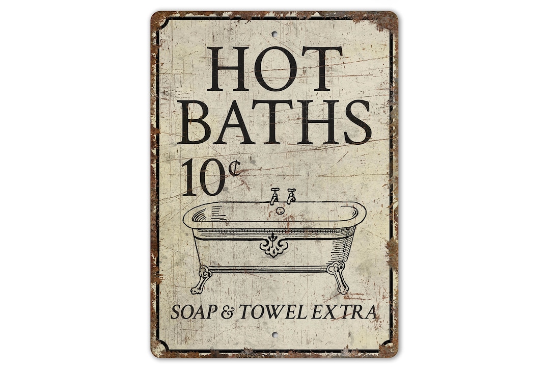Hot Bath Sign - Hot Bath 10 Cent - Bathroom Sign - Bathroom Decor ...
