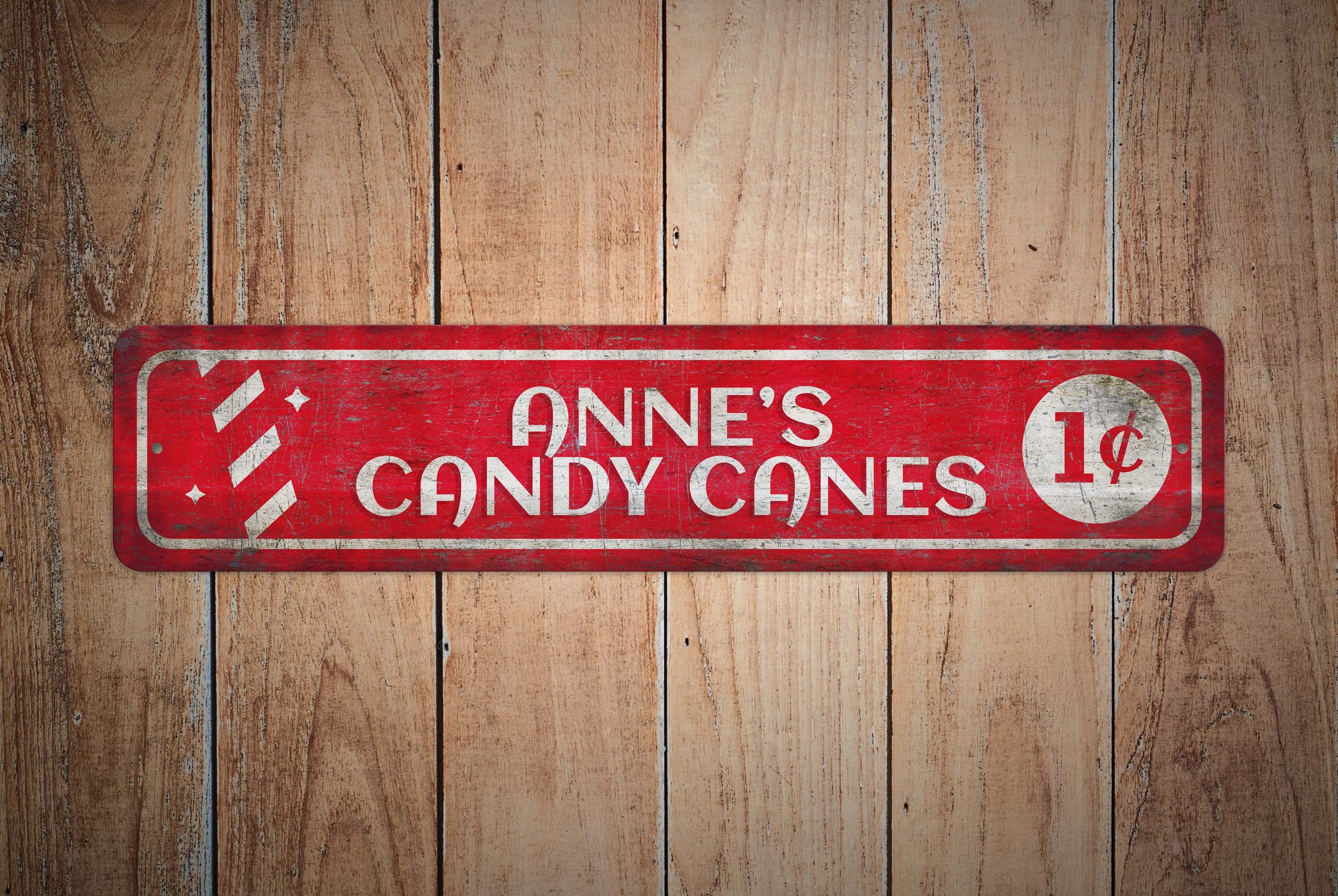 Candy Canes Sign Custom Candy Canes 1 Cent Sign Christmas - Etsy