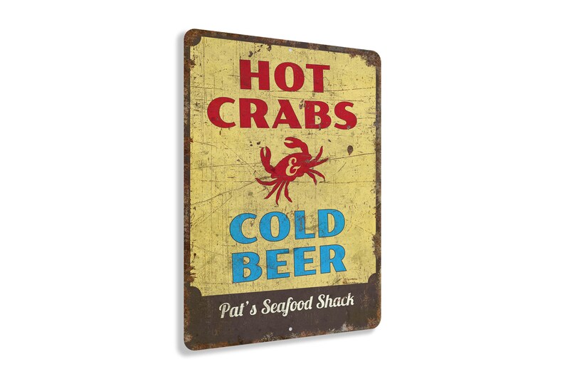 Hot Crabs - Hot Crabs Sign - Seafood Restaurant Sign - Cold Beer ...