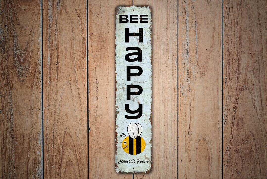 Bee Happy Sign - Bee Happy Decor - Kids Room Sign - Kids Room Door ...