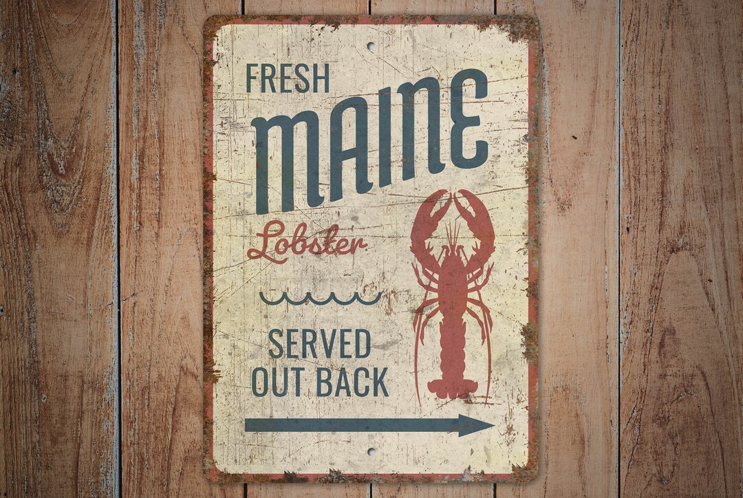 Fresh Maine Lobster - Maine Lobster Sign - Lobster Sign - Lobster Decor ...