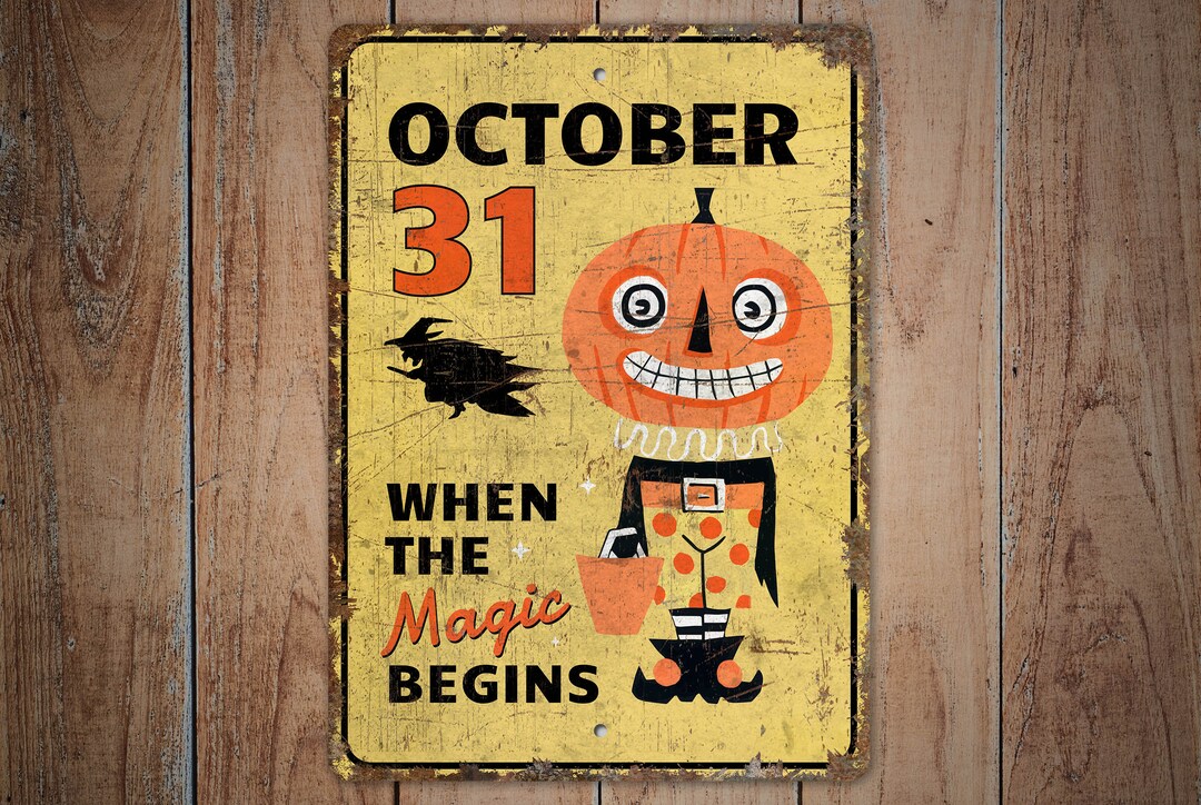 October 31 October 31 Sign Halloween Sign Halloween Decor Vintage Style ...