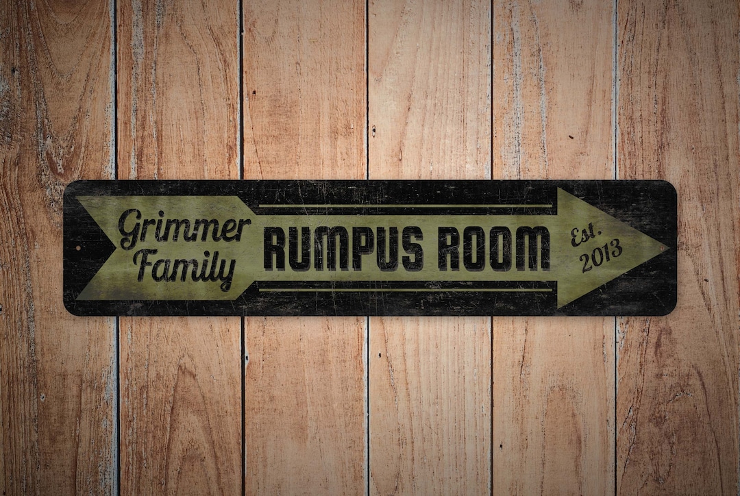 Rumpus Room Sign Vintage Style Sign Grimmer Family Sign Rumpus Room ...