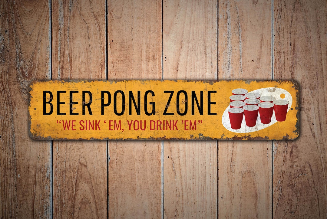 Beer Pong Zone Sign Beer Pong Zone Beer Bar Decor Beer Bar Sign Vintage ...