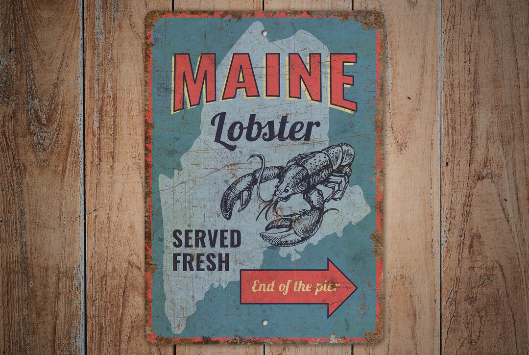Fresh Maine Lobster - Maine Lobster Sign - Lobster Sign - Lobster Decor ...