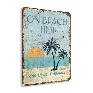 On Beach Time Sign - on Beach Time - Beach Decor - Beach Sign - Vintage ...