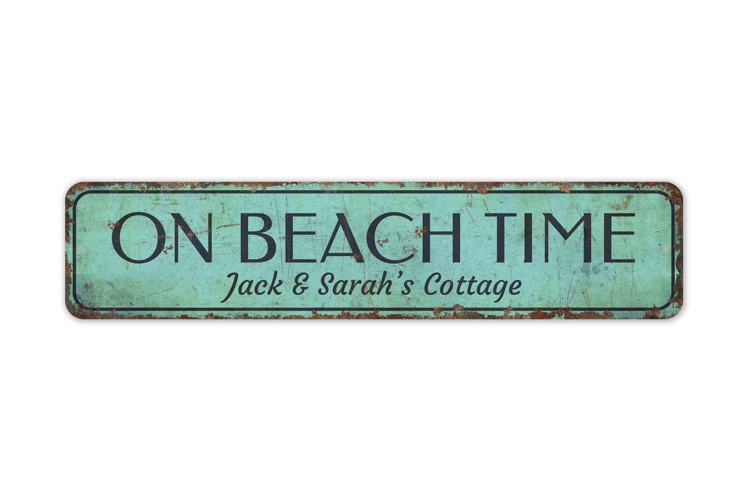 On Beach Time - on Beach Time Sign - on Beach Time Decor - Vintage ...
