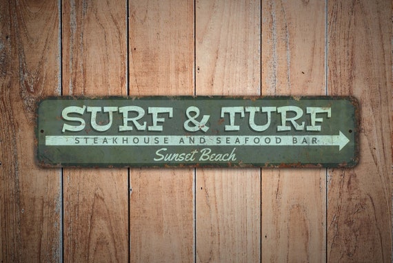 Surf and Turf Sign Seafood Bar Sign Surf and Turf Custom | Etsy