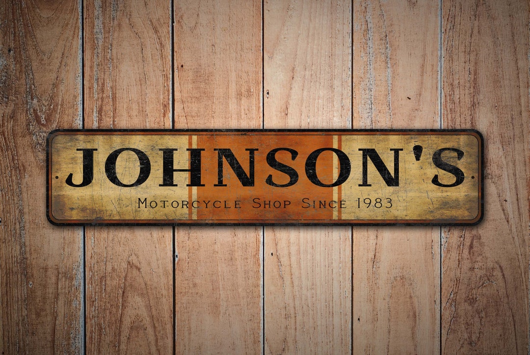 Motorcycle Shop Sign - Vintage Style Sign - Company EST Date ...