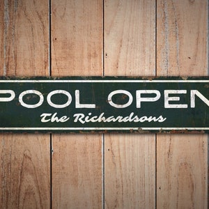Pool Open Sign Pool Open Decor Pool Decor Vintage Style Sign Family ...