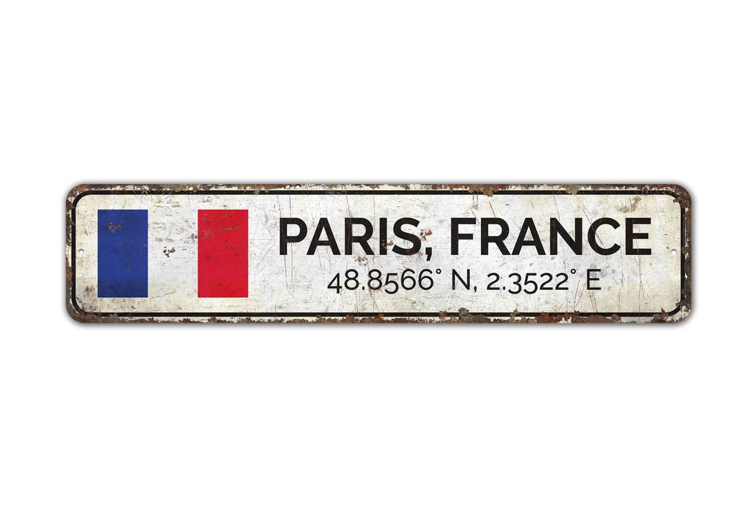 Paris Coordinates Sign - France Flag Decor - France Flag Sign ...
