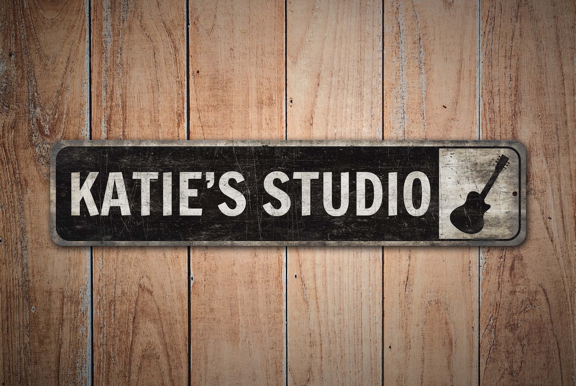 Guitar Studio Sign Vintage Style Sign Guitar Studio Decor - Etsy
