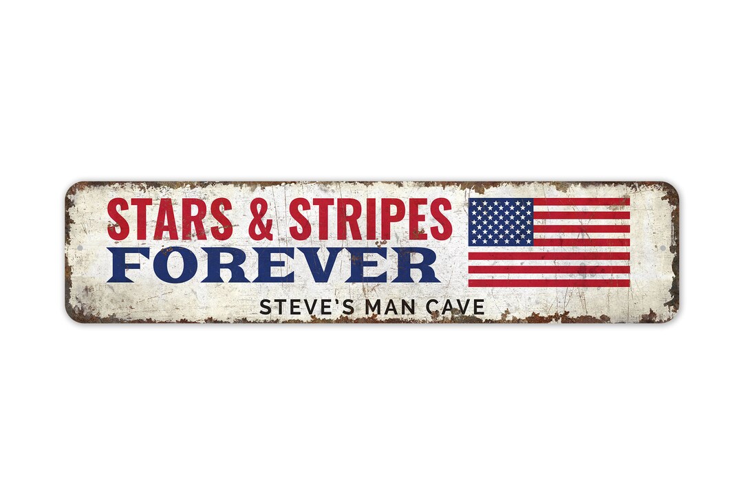 Stars and Stripes Sign - Man Cave Sign - Man Cave Decor - Vintage Style ...