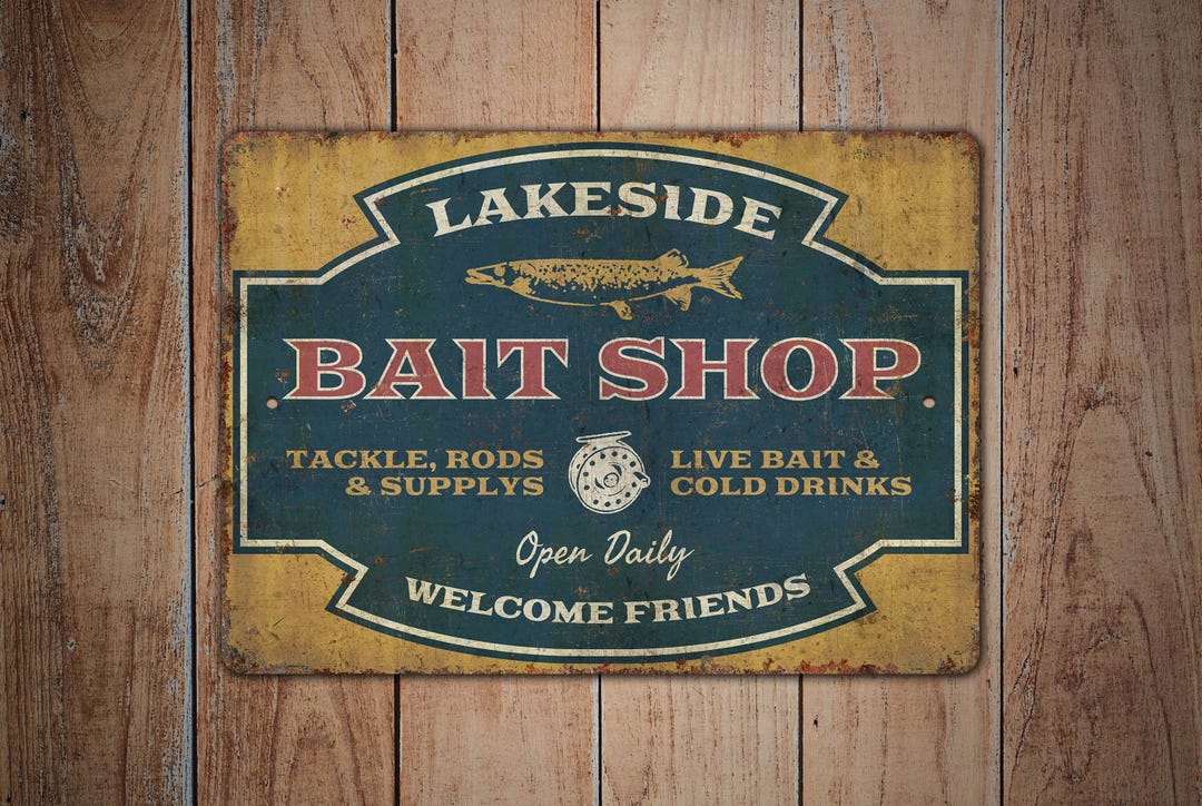 Lakeside Bait Shop Sign - Welcome Sign - Lakeside Bait Shop - Bait Shop ...