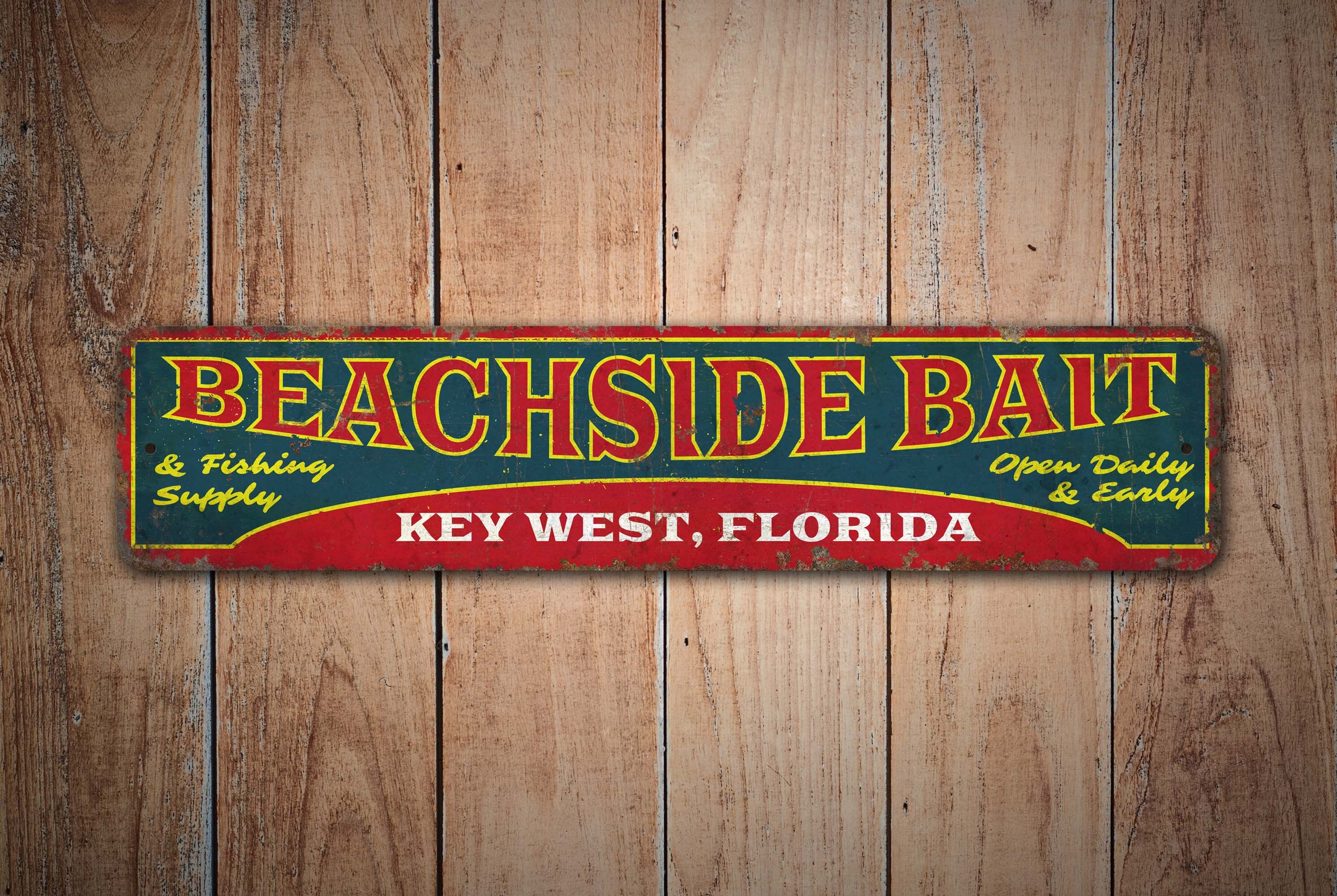 Signs Wall Décor Vintage Style Sign Beachside Bait Beachside Bait Sign ...