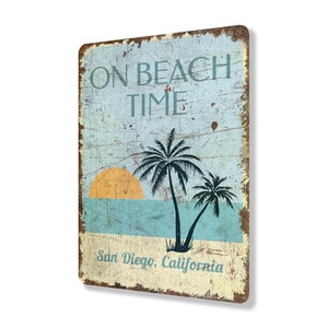 On Beach Time Sign - on Beach Time - Beach Decor - Beach Sign - Vintage ...