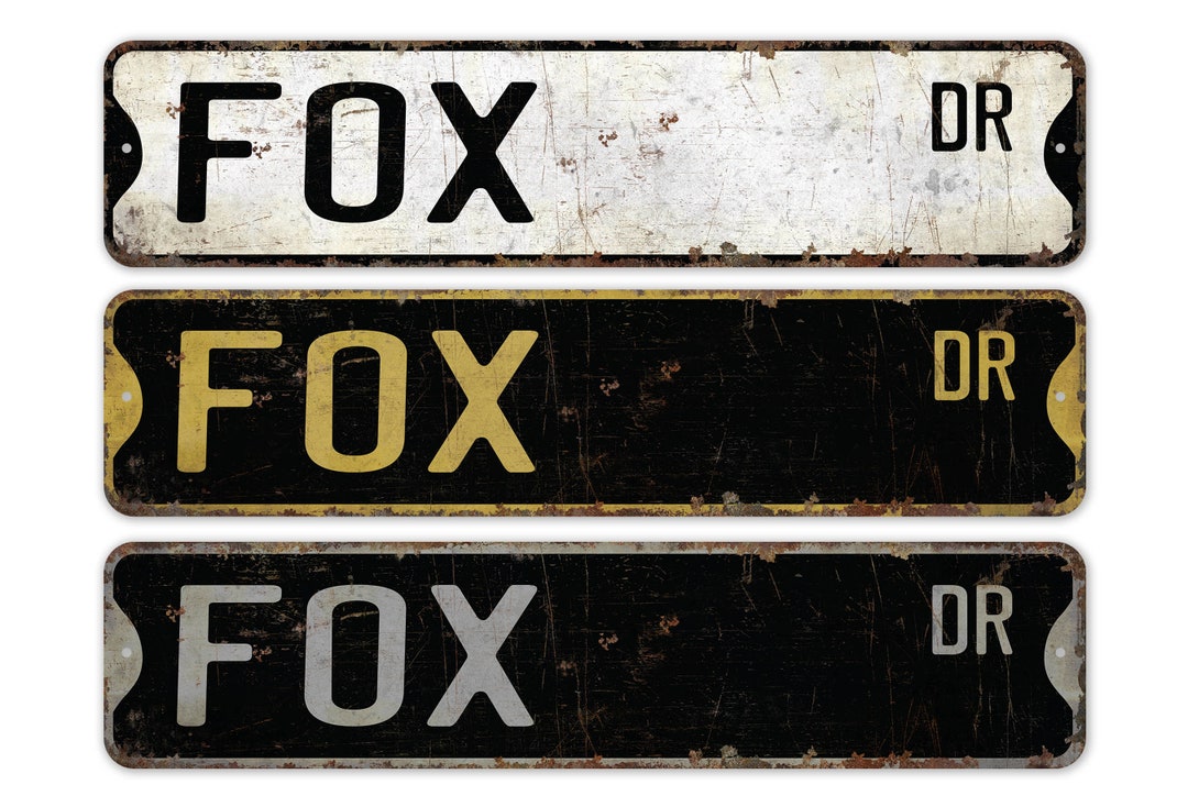 Fox - Fox Sign - Fox Decor - Vintage Style Sign - Custom Street Sign ...