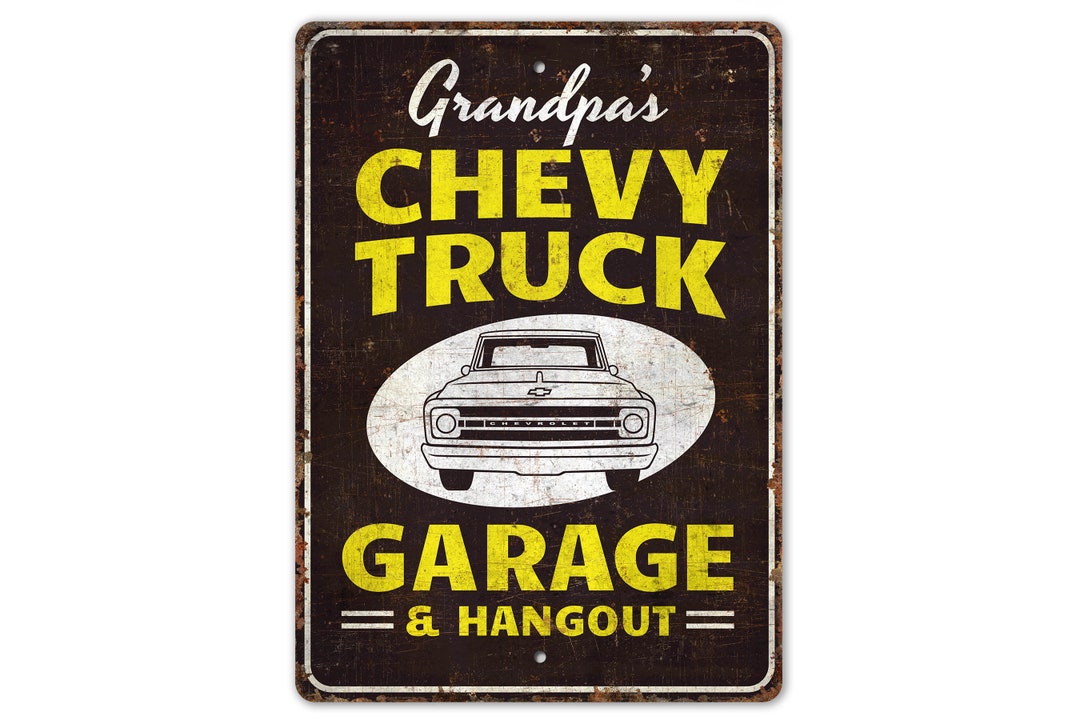 Chevy Truck Garage Sign - Chevy Truck Garage - Garage Sign - Garage ...