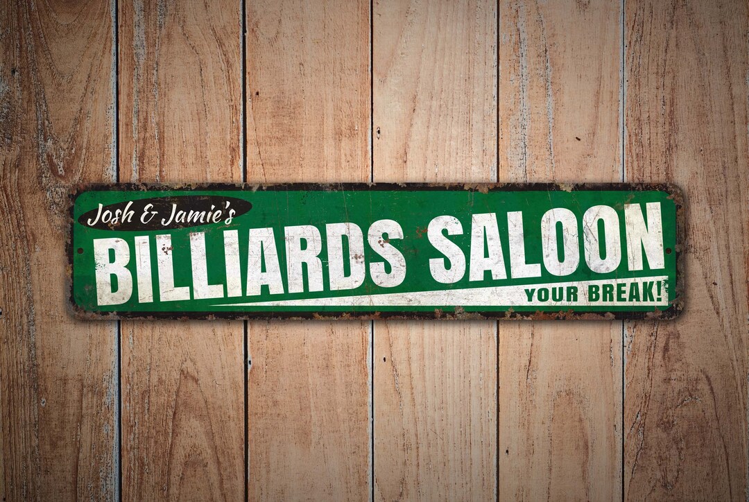 Billiards Saloon Sign - Game Room Decor - Vintage Style Sign - Family ...