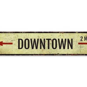 Downtown Sign - Downtown Arrow Sign - Downtown Decor - Vintage Style ...