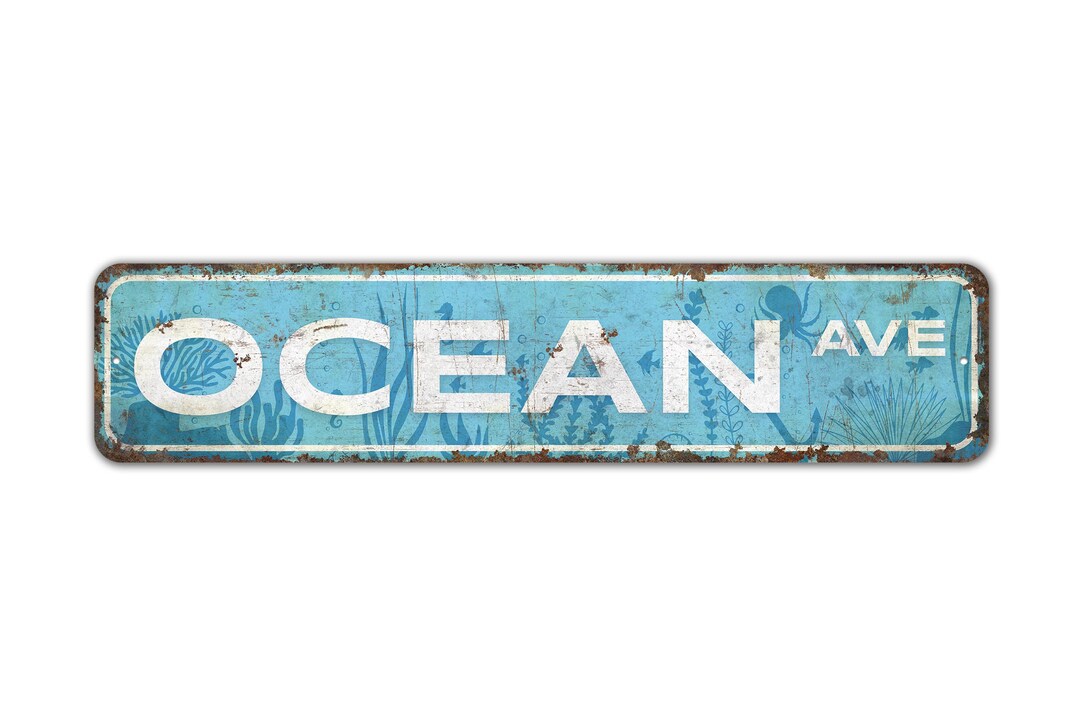 Ocean Avenue Sign - Custom Ocean Sign - Ocean Street Sign - Beach House ...