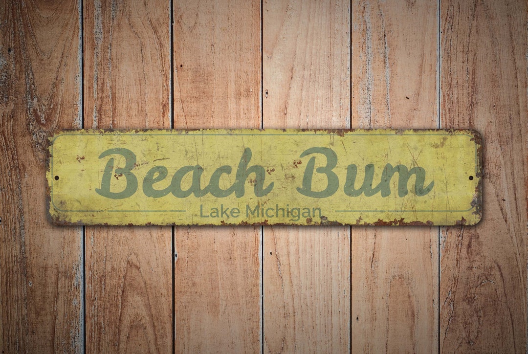 Beach Bum Sign Beach Bum Decor Custom Beach Bum Vintage Style Sign ...