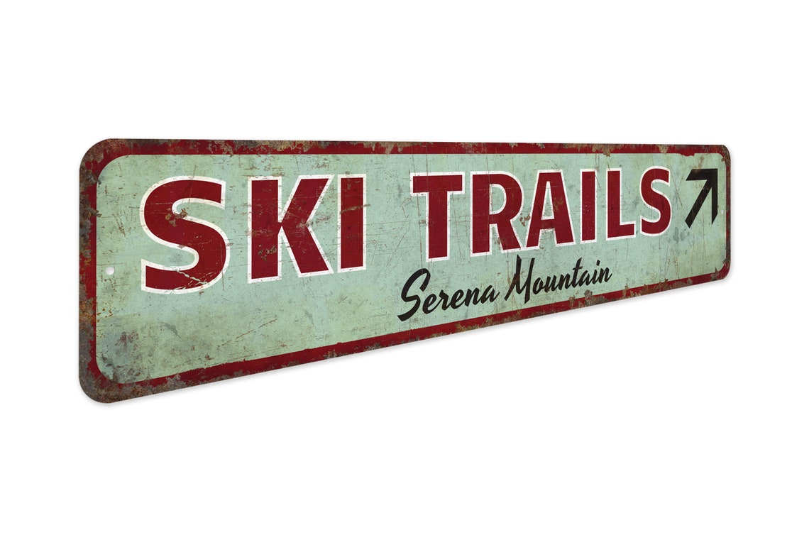 Ski Trails - Ski Trails Sign - Ski Trails Decor - Vintage Style Sign ...