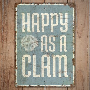 Happy as A Clam Sign - Beach Time Sign - Beach House Decor - Beach ...