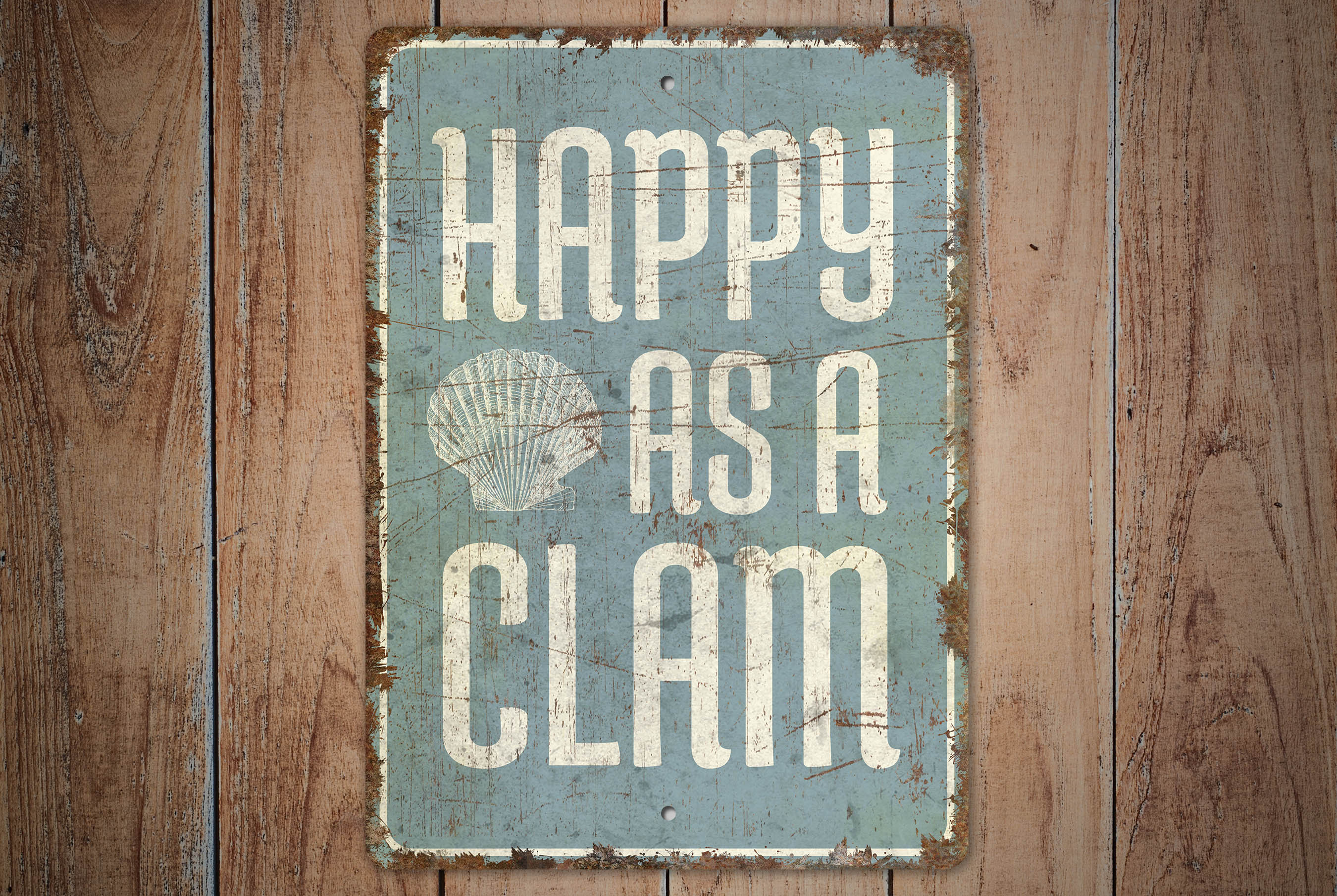 Happy as A Clam Sign - Beach Time Sign - Beach House Decor - Beach ...