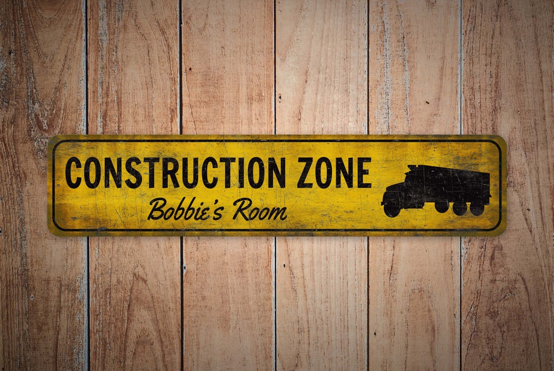 Construction Zone Door Sign - Kids Construction Fan- Personalized Sign ...