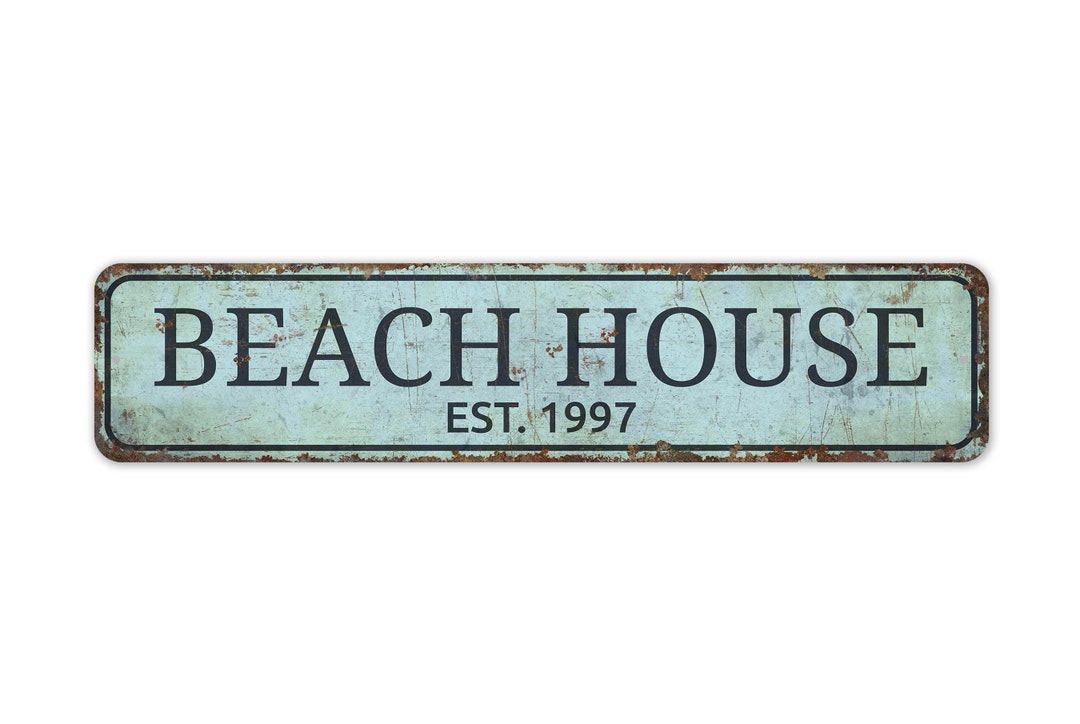 Beach House - Beach House Sign - Beach House Decor - Vintage Style Sign ...