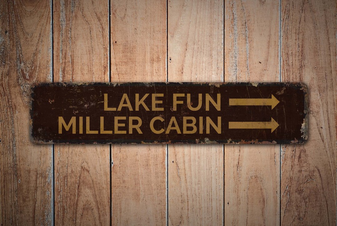 Lake Fun Arrow Sign - Vintage Style Sign - Cabin Arrow Sign - Custom ...