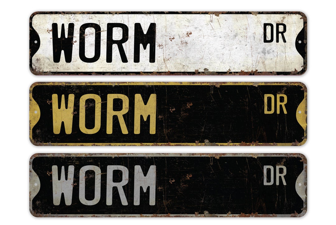 Worm Sign - Worm Decor - Worm Lover - Custom Street Sign - Premium ...