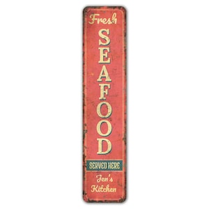 Fresh Seafood Sign - Seafood Restaurant - Fresh Seafood Decor - Vintage ...