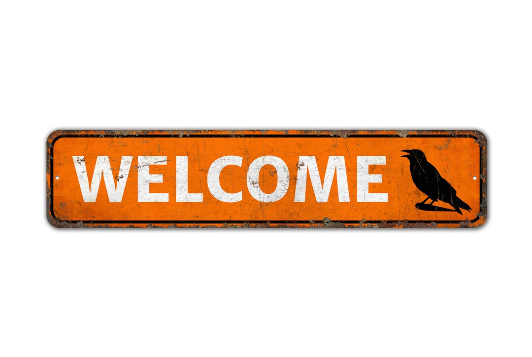 Welcome Sign - Welcome Crow Sign - Crow Welcome - Halloween Sign ...