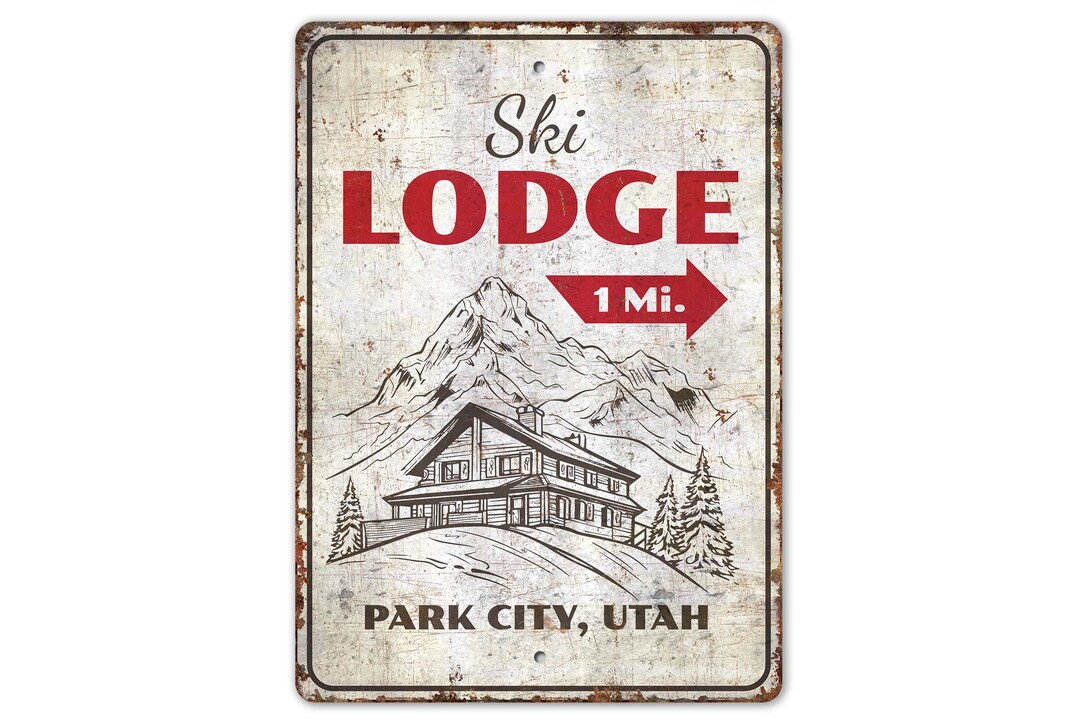 Ski Lodge Sign - Direction Sign - Arrow Sign - Ski Lover Gift - Sports ...