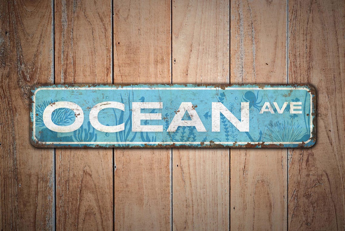Ocean Avenue Sign - Custom Ocean Sign - Ocean Street Sign - Beach House ...