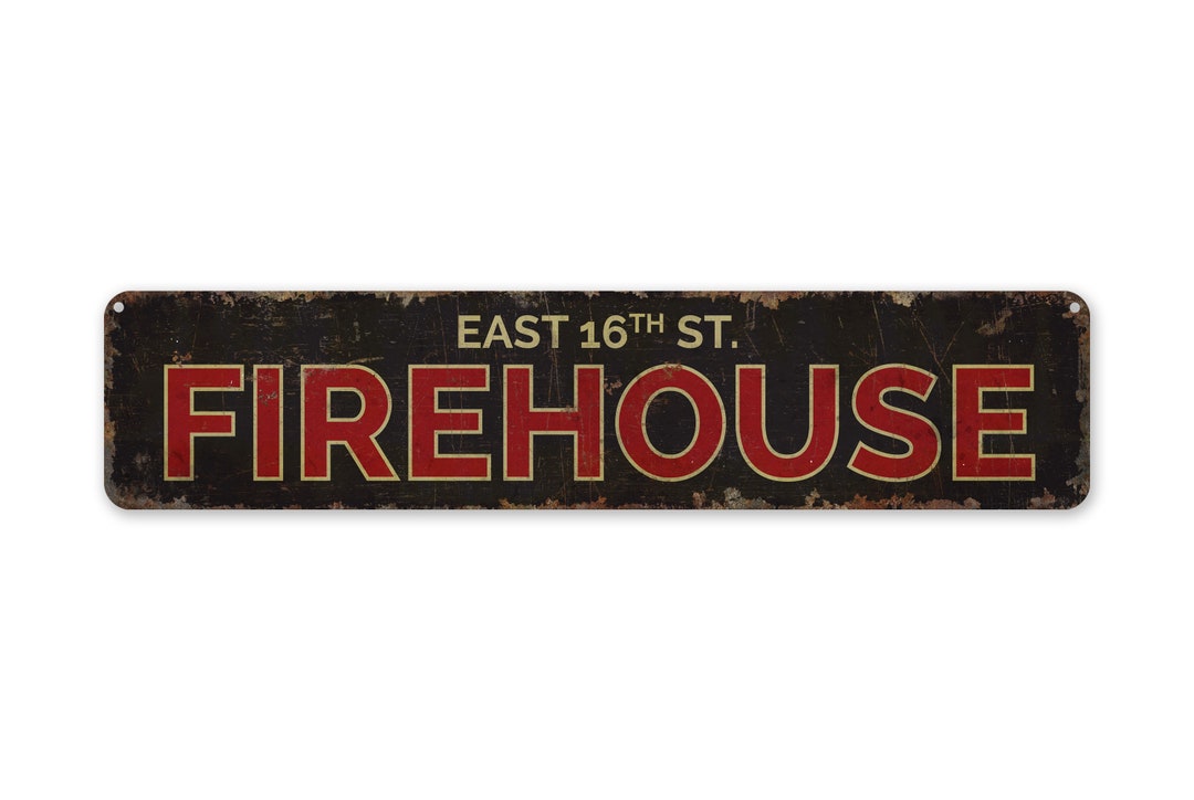 East 16th Street Firehouse - Firehouse Sign - Firehouse Decor - Vintage ...