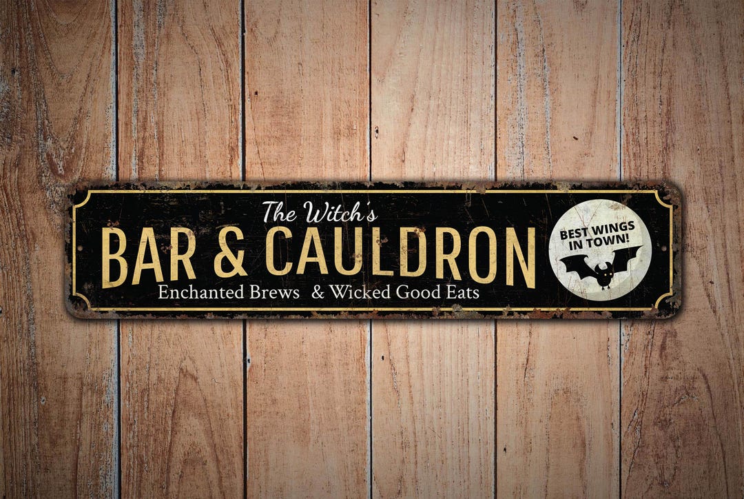 Bar and Cauldron - Witch Bar Sign - Halloween Sign - Halloween Decor ...