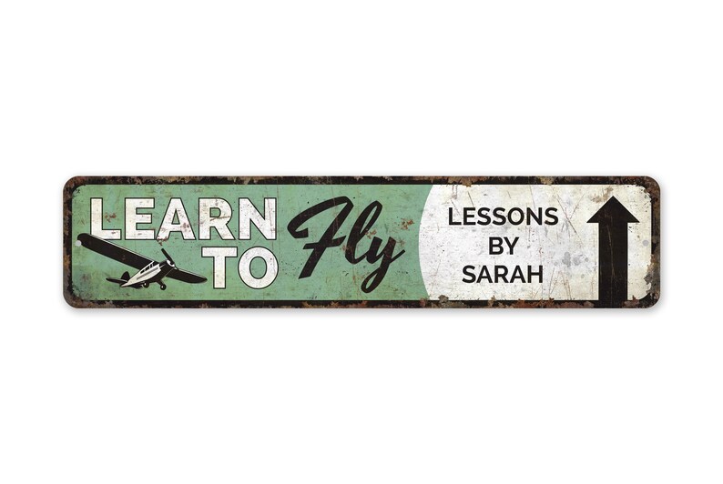 Learn to Fly Sign Flying Lesson Sign Vintage Style Sign | Etsy