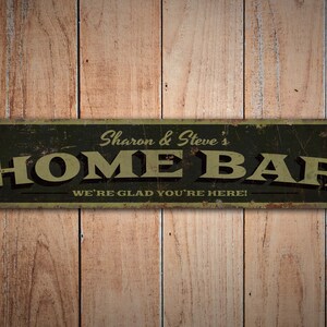 Home Bar Sign - Vintage Style Sign - Welcome to Home Bar - Custom Home ...