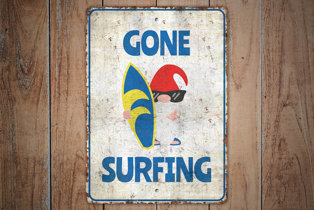 Gone Surfing Sign Surfing Sign Beach Decor Gone Surfing Beach House Decor Vintage Style Sign ...