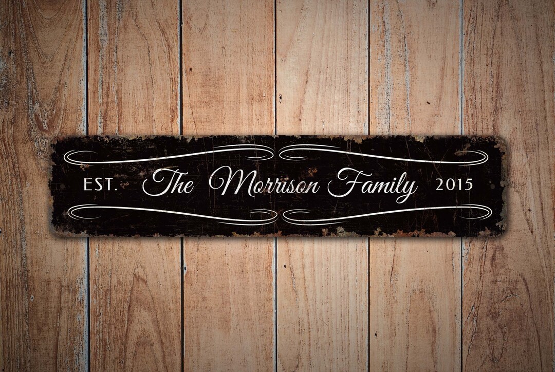 Family Establishment Established Sign Custom EST Date Sign Family EST ...