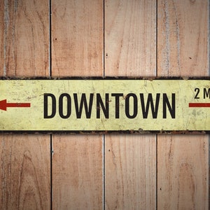 Downtown Sign - Downtown Arrow Sign - Downtown Decor - Vintage Style ...