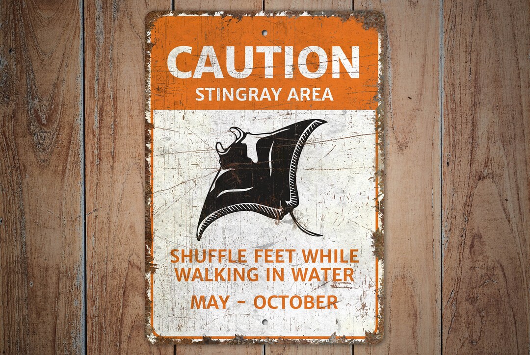 Caution Stingray Sign - Vintage Style Sign - Caution Sign - Caution ...