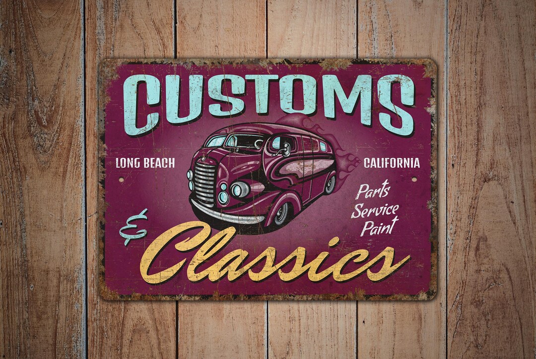 Customs and Classics Sign - Hot Rod Garage Decor - Hot Rod Sign - Hot ...