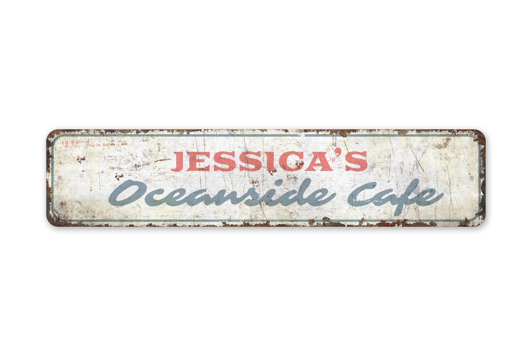 Oceanside Cafe Sign - Oceanside Cafe Decor - Vintage Style Sign - Beach ...