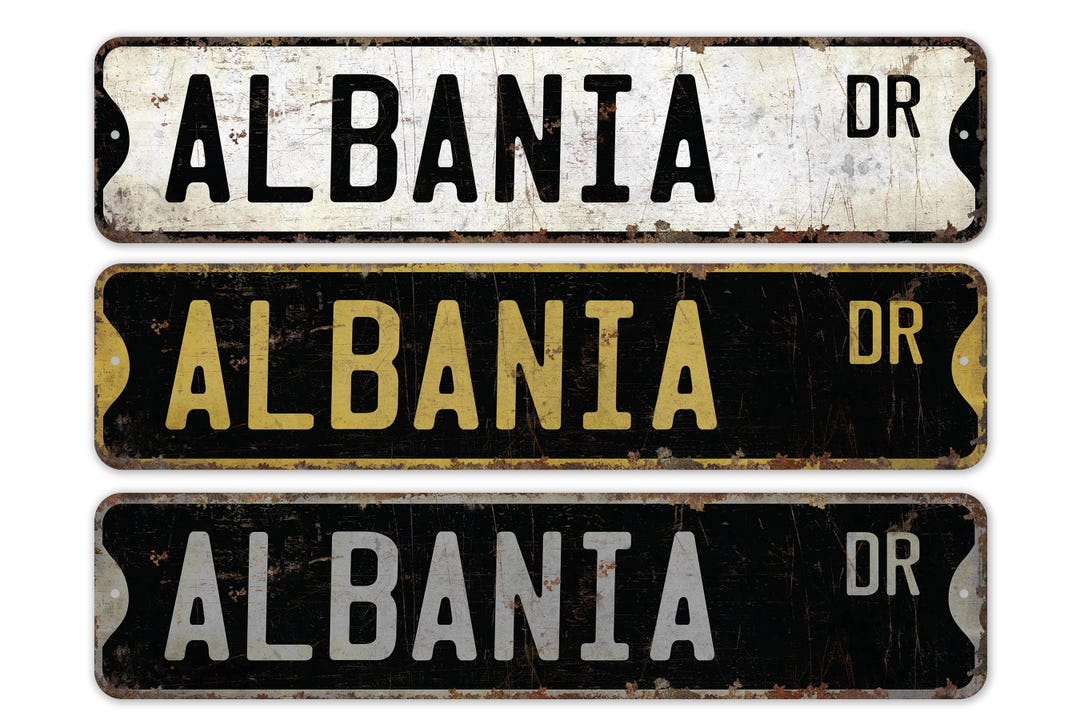 Albania - Albania Sign - Albania Decor - Vintage Style Sign - Custom ...