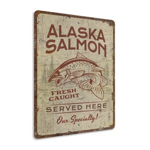 Alaska Salmon Sign - Alaska Salmon Decor - Salmon Restaurant ...