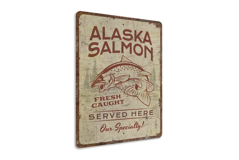 Alaska Salmon Sign - Alaska Salmon Decor - Salmon Restaurant ...